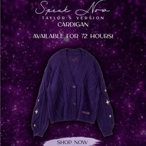 Taylor Swift | Sweaters | Nwt Taylor Swift Speak Now Tv Cardigan Purple ...